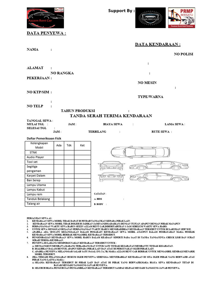 Formulir Rental Mobil Azzam 2 | PDF