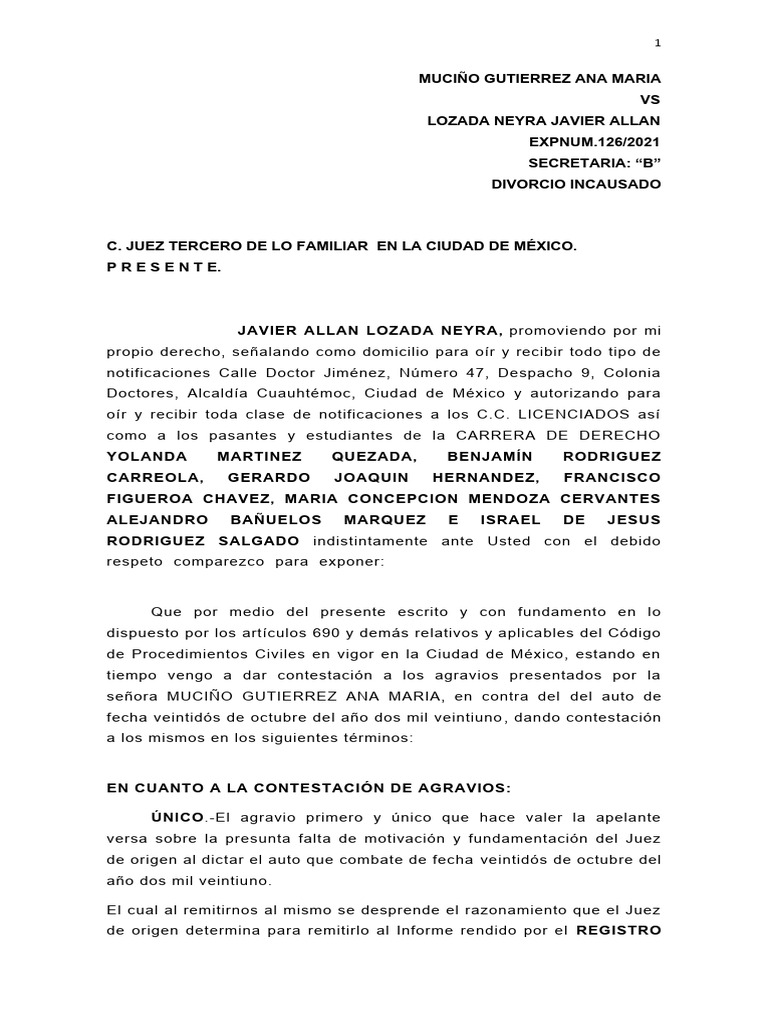 3 Familiar Contestacion de Agravios | PDF | México | Justicia