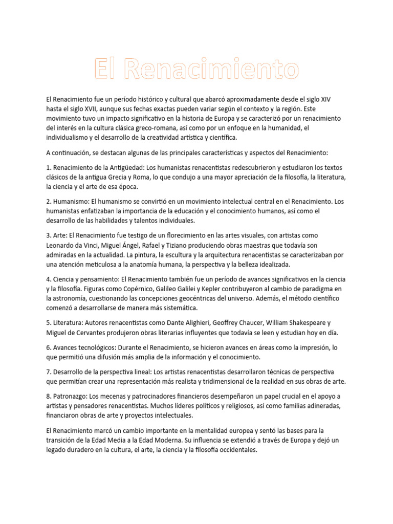 El Renacimiento | PDF | Renacimiento