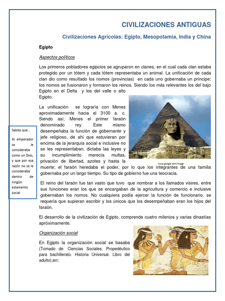 Civilizaciones Antiguas: Egipto y Mesopotamia | PDF | Antiguo Egipto ...
