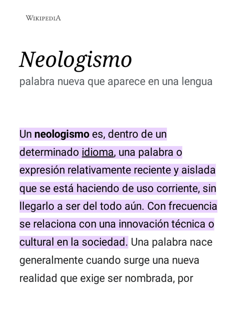 Neologismo | PDF | Lexicografía | Vocabulario