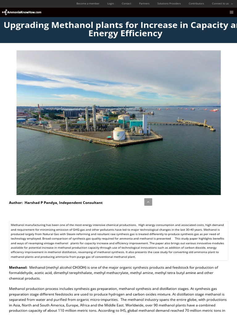 Upgrading Methanol Plants For Increase in Capacity and Energy ...