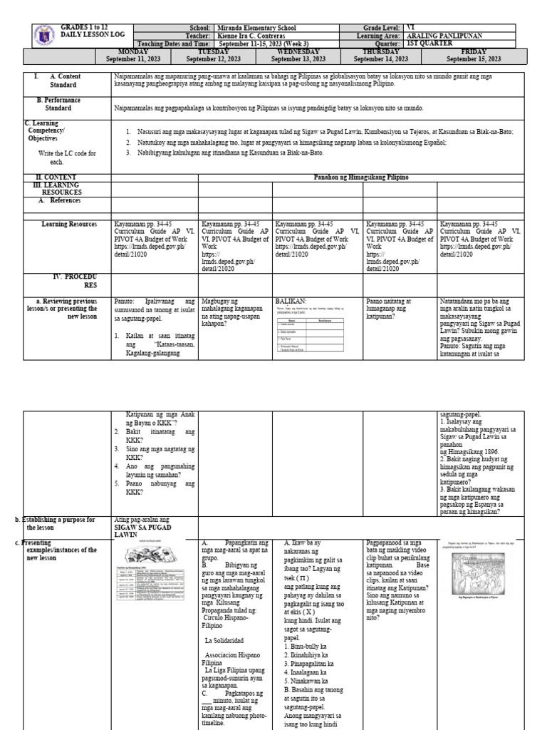 Quarter 1 Week 3 AP September 11-15, 2023 | PDF
