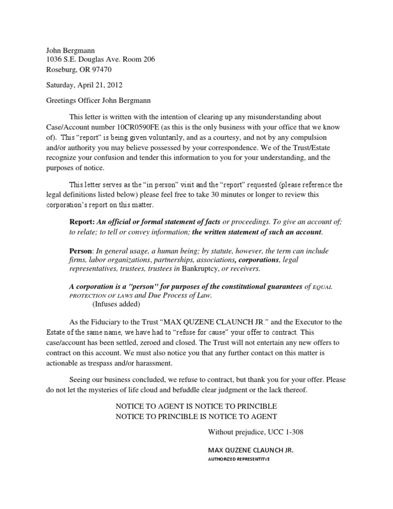John Bergmann NOTICE 10-04-11 | PDF