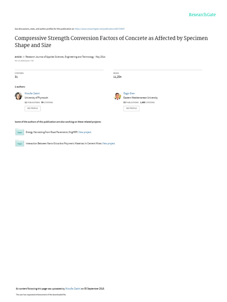 Compressive Strength Conversion Factors of Concrete As Affected by ...