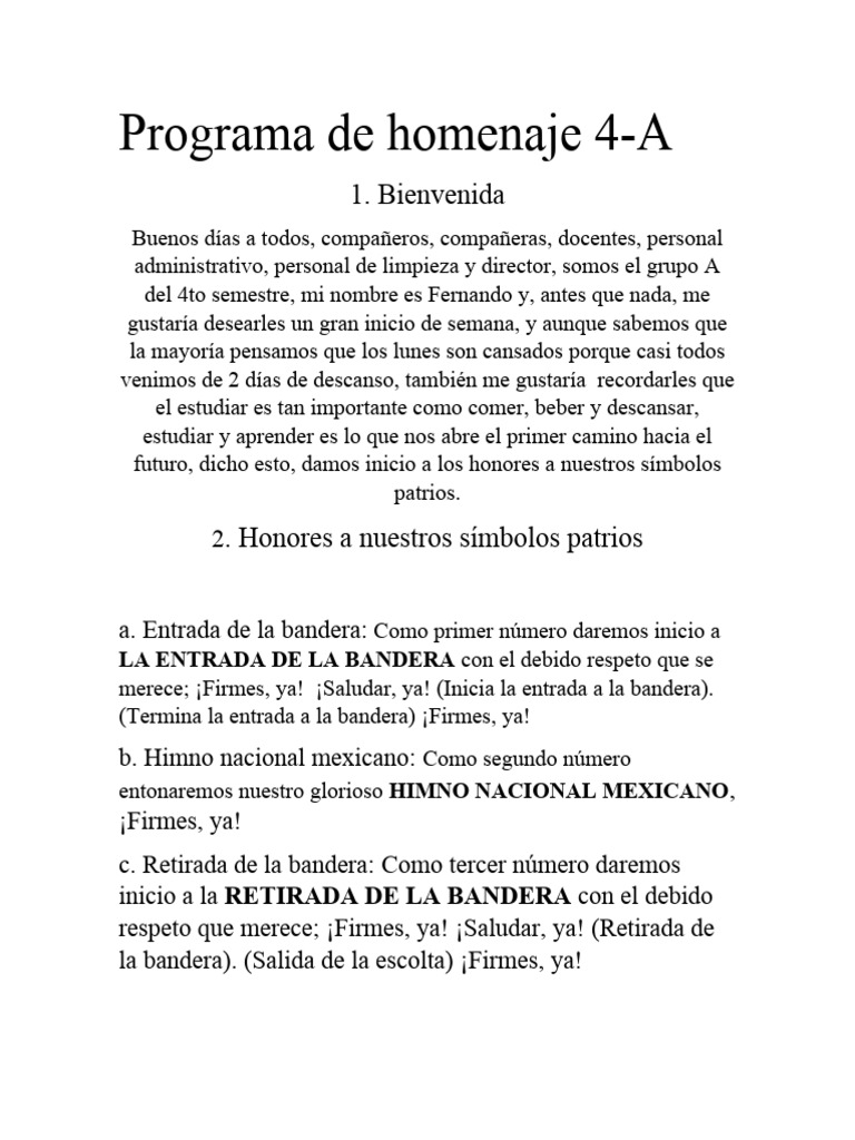 Programa de homenaje | PDF