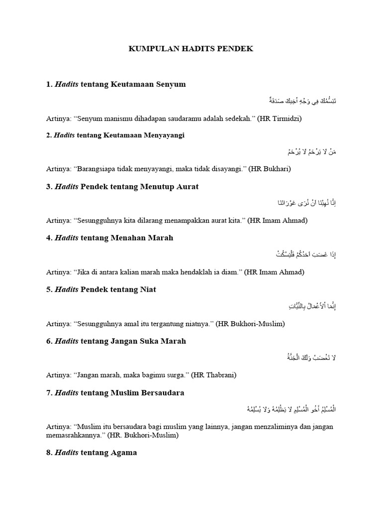 Kumpulan Hadits Pendek | PDF