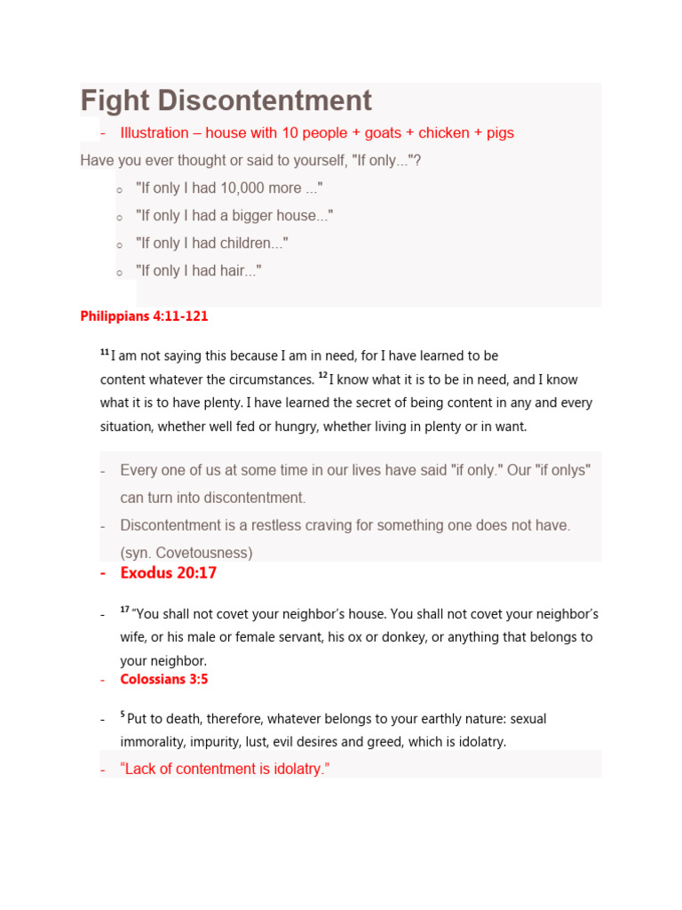 4 Ways To Fight Discontentment | PDF | Jesus
