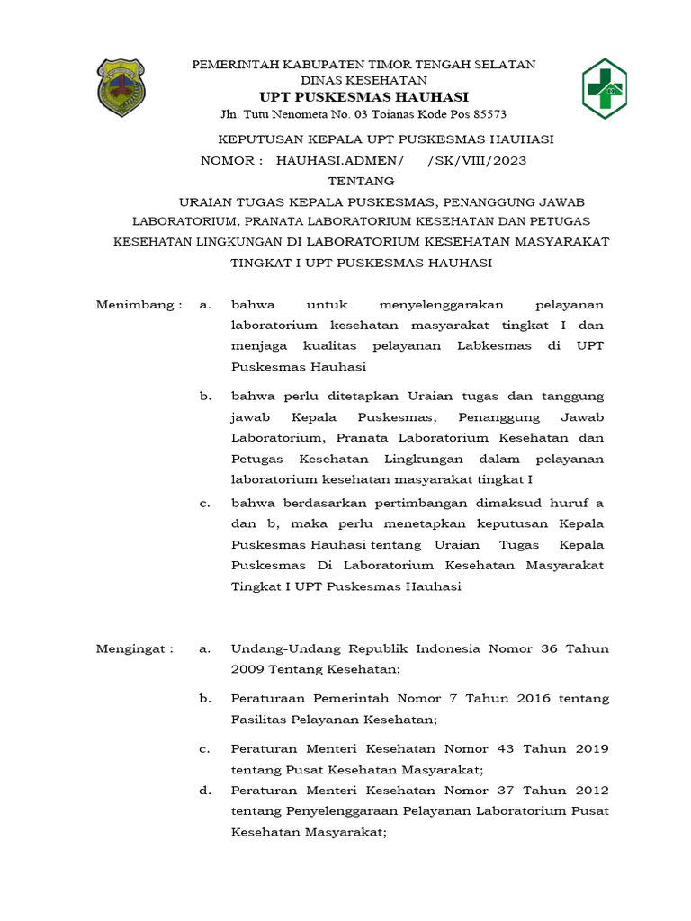 SK Labkesmas Hauhasi 2023 | PDF