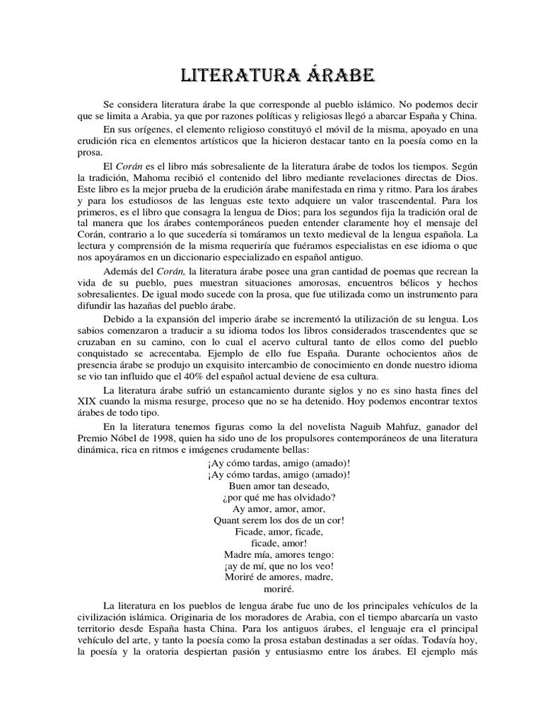 Literatura Árabe | PDF | Poesía | Literatura árabe