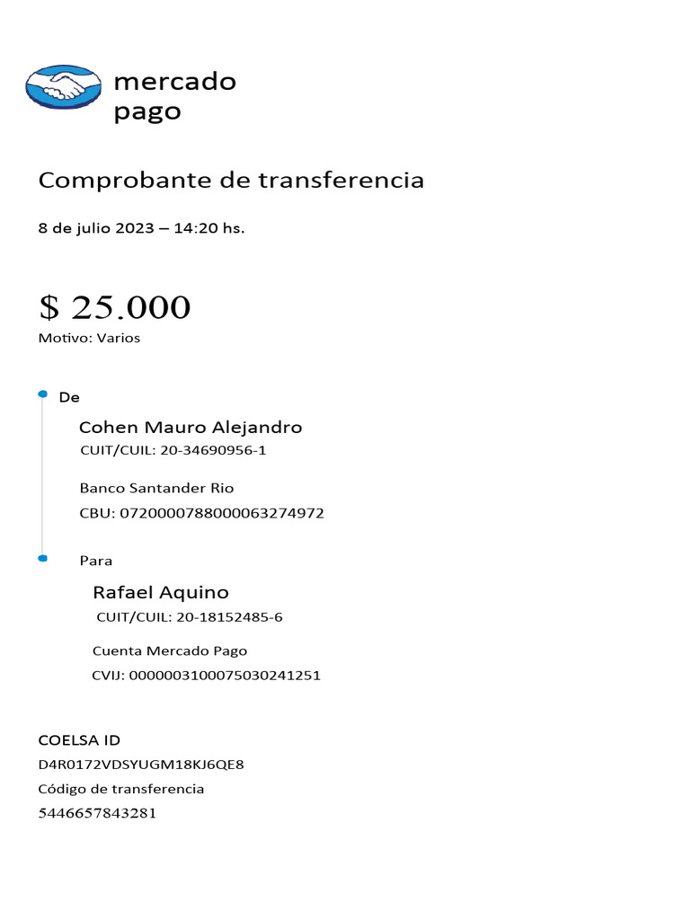 Mercadopago Comprobante 54460827936 | PDF Mercadopago Comprobante 54460827936 | PDF