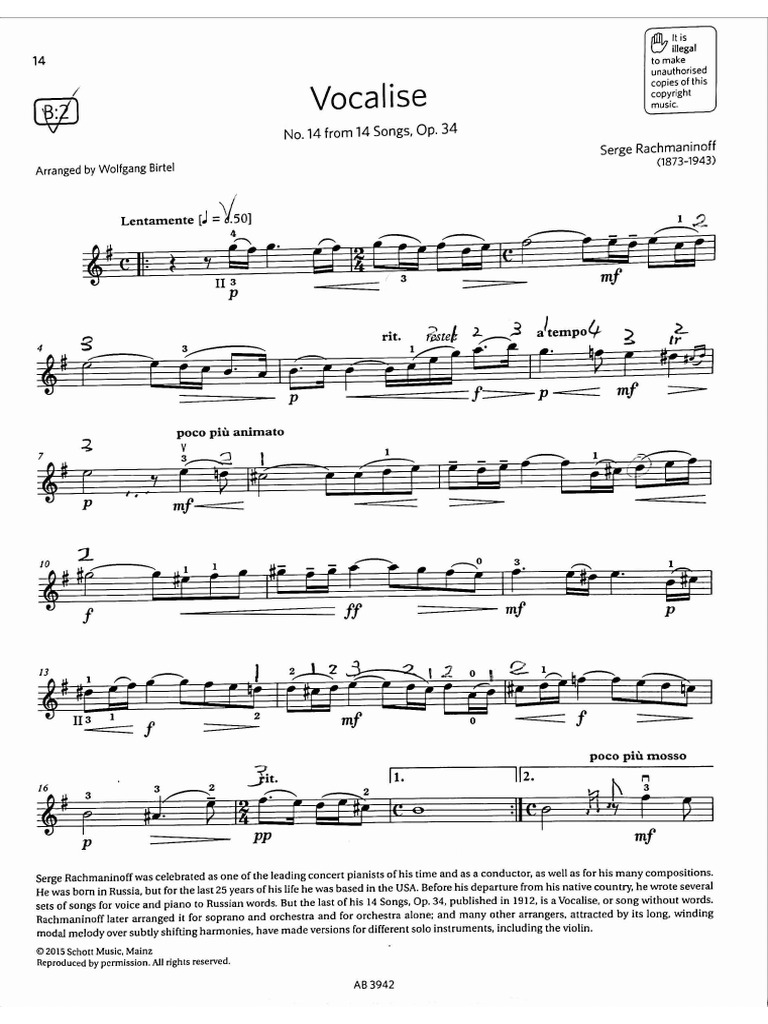 Vocalise Violin Music ABRSM Grade 7 | PDF