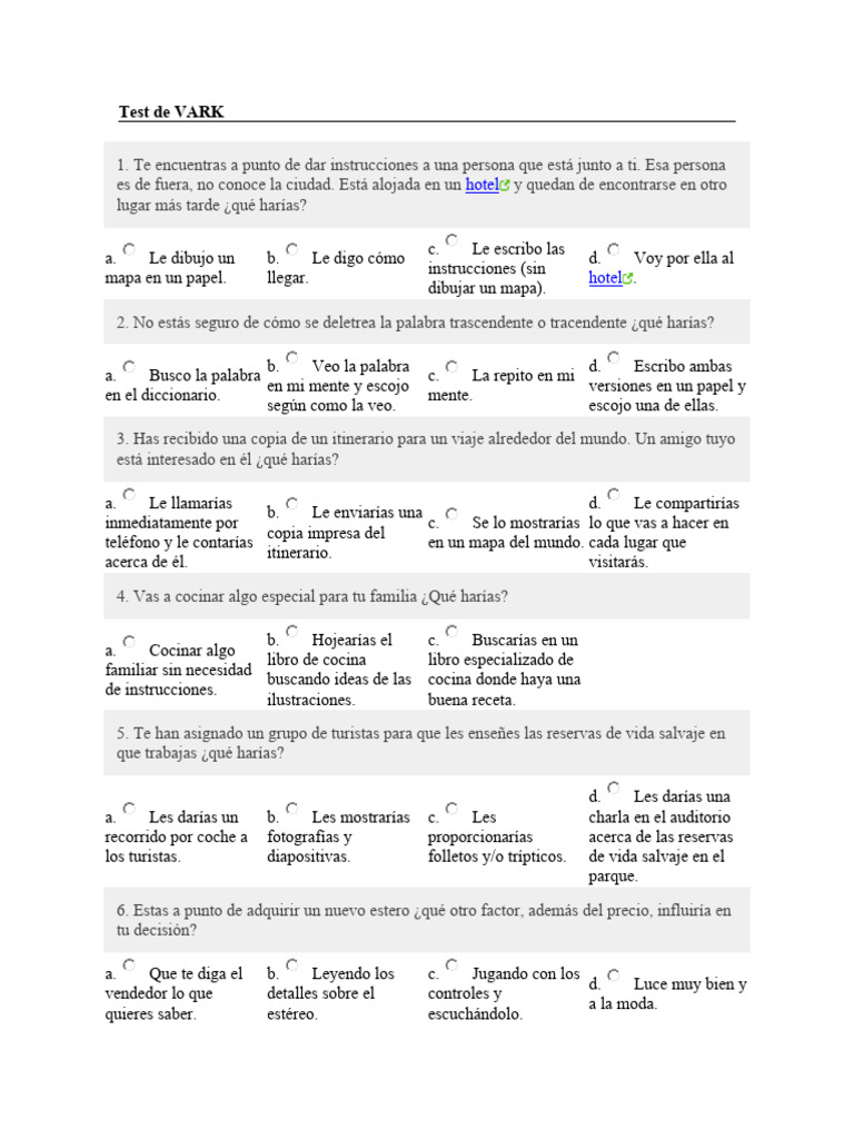 Test de VARK | PDF