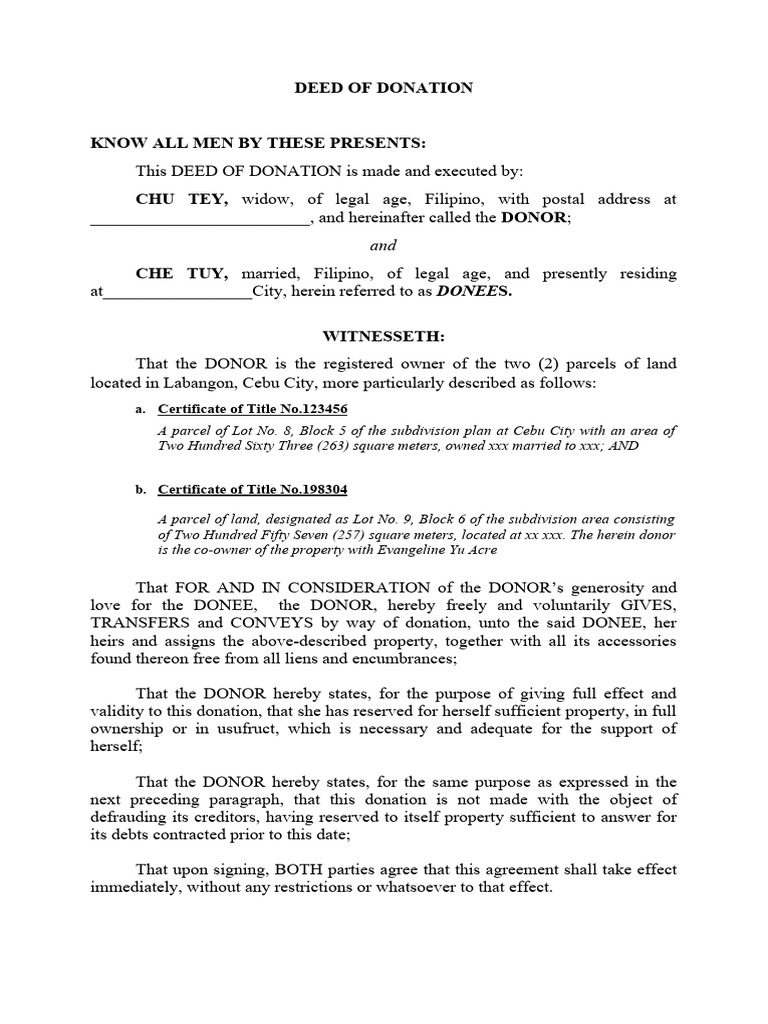 Sample Deed-Of-Donation | PDF