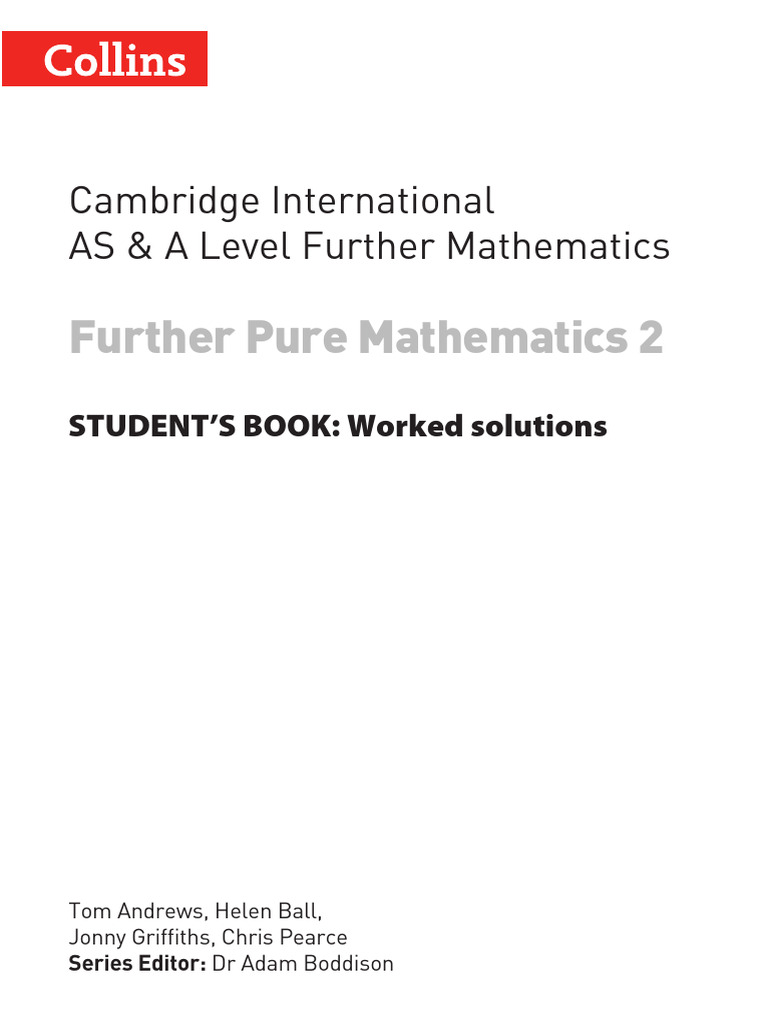 Further Pure Mathematics 2 Solutions | PDF