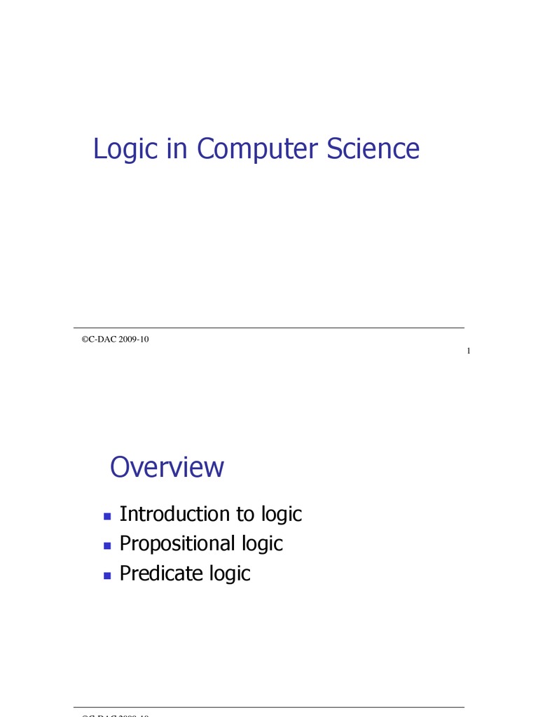 Logic in Computer Science: ©C-DAC 2009-10 1 | Download Free PDF | Logic ...