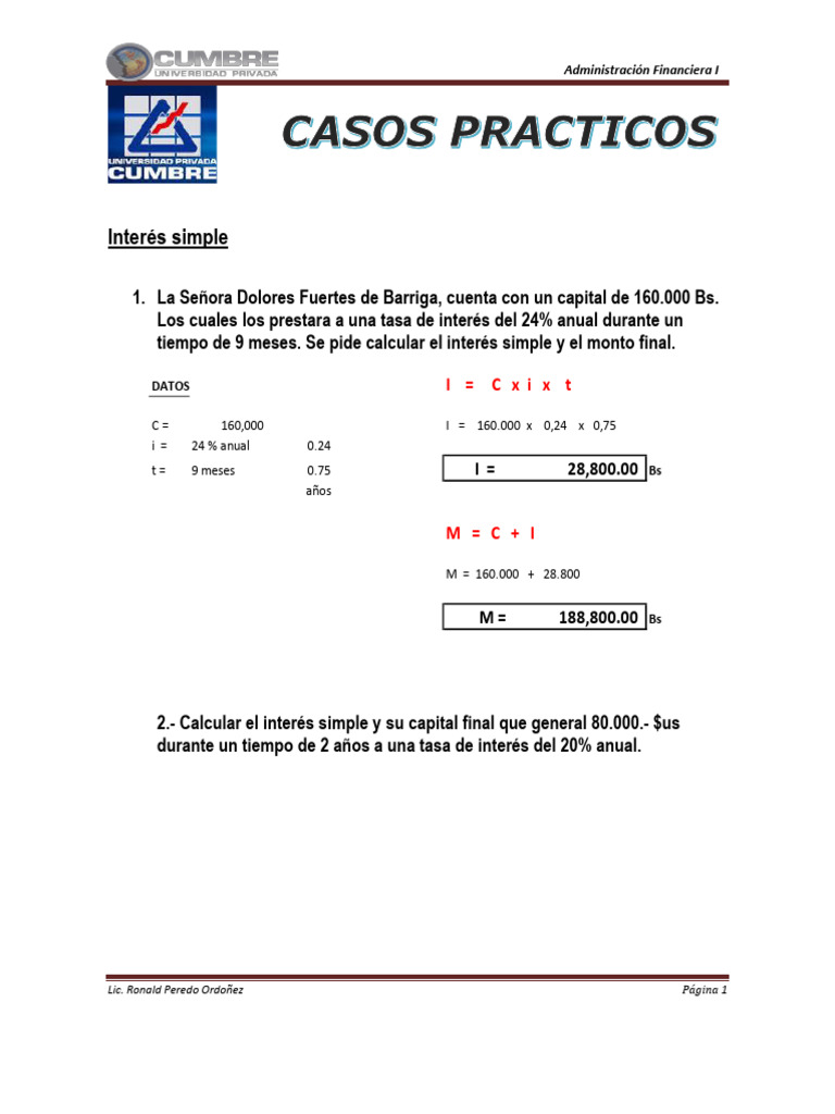 Practico 2 - Casos Practicos Interes Simple | PDF | Deuda | Economía política
