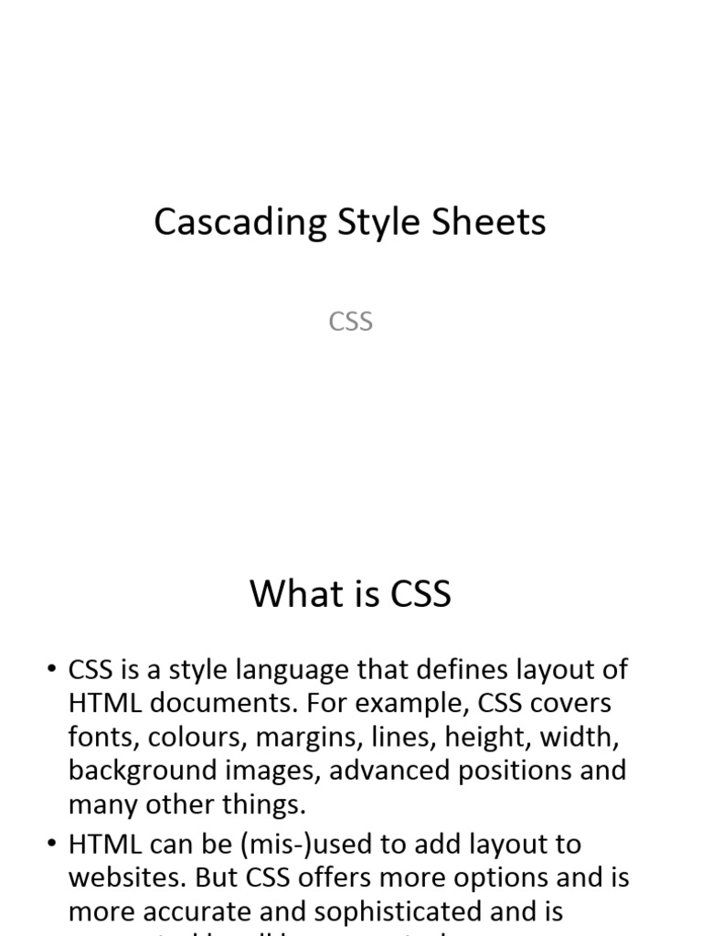 Lecture 9 Cascading Style Sheets | PDF | Html | Page Layout