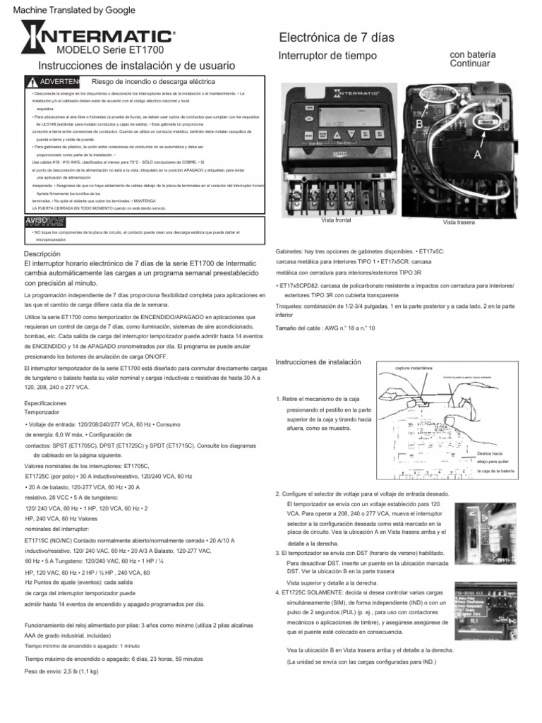 Intermatic Et1725c Installation 2 | PDF | Ingeniería de Edificación ...