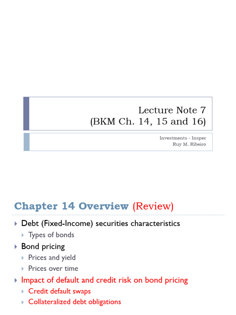 Lect7-2023 | PDF | Bonds (Finance) | Bond Duration