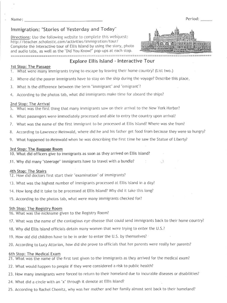 Immigration Web Quest | PDF