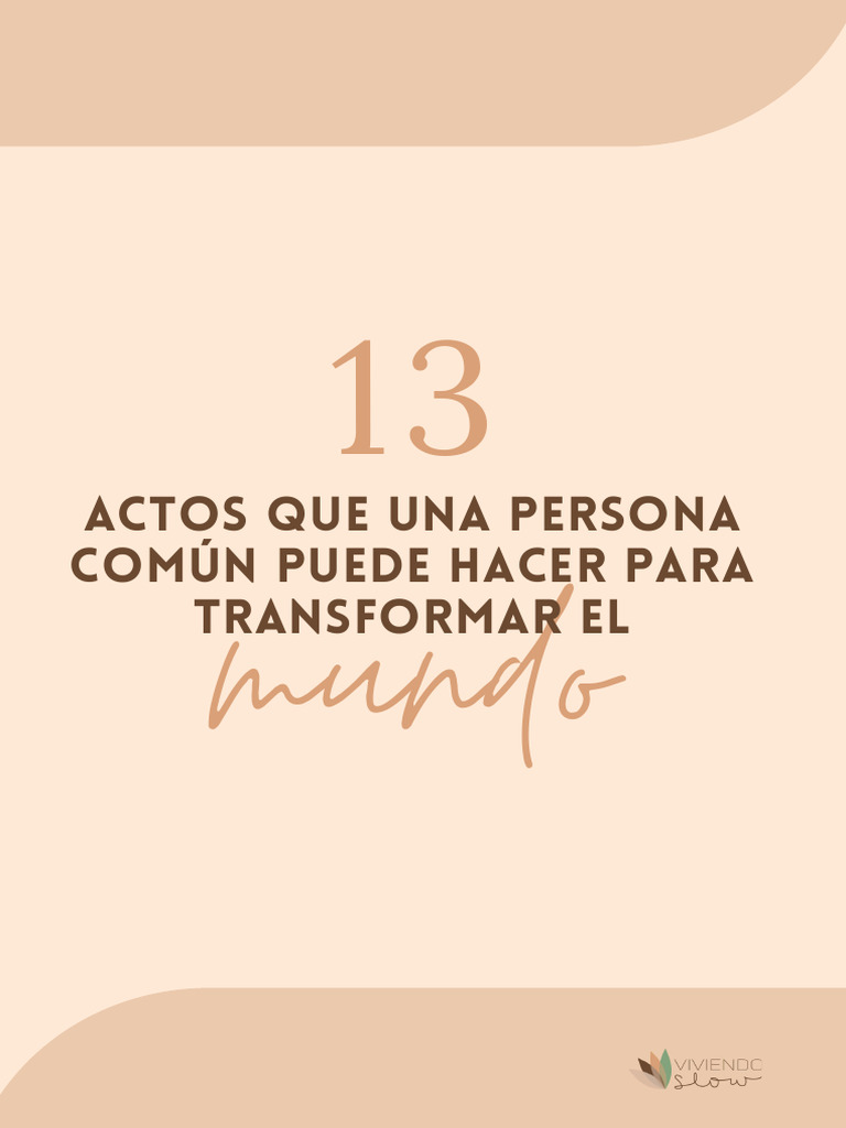 13 Actos para Transformar El Mundo | PDF