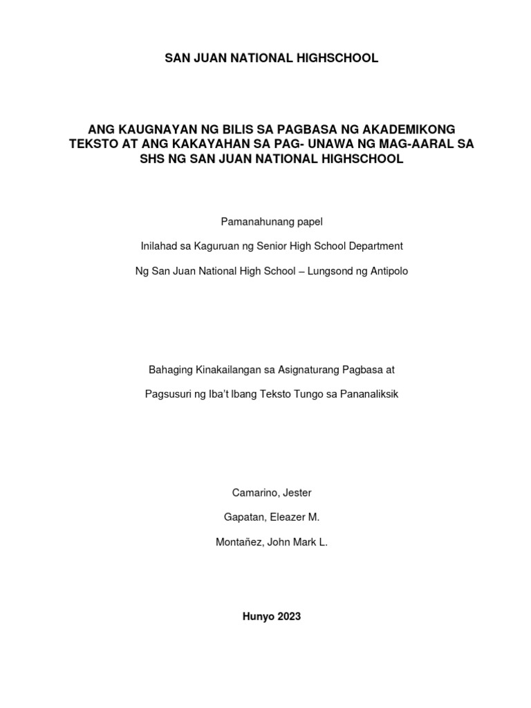 Thesis Pagbasa Makiee | PDF