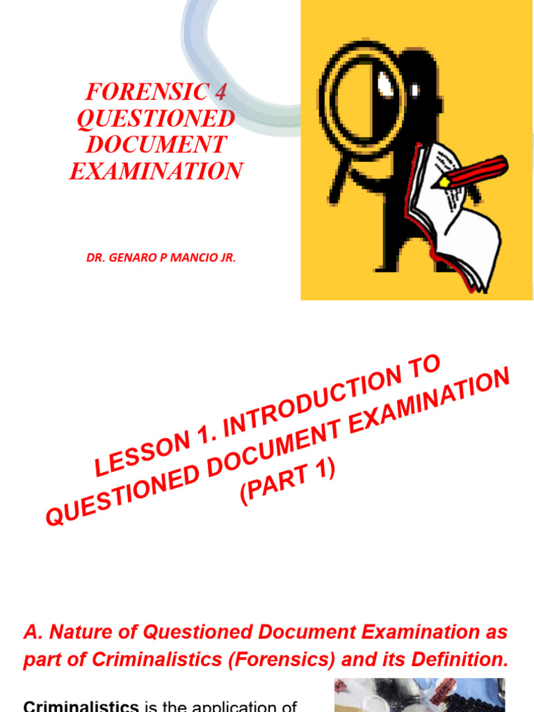 Questioned Document Examination Lecture 1 | PDF