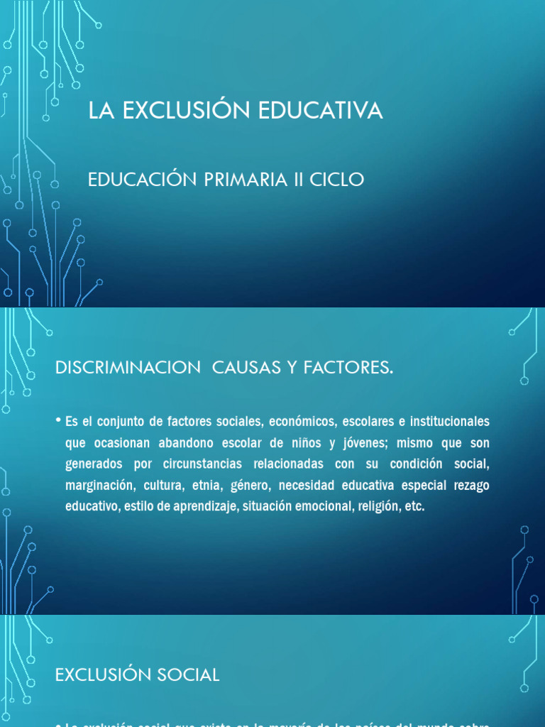 La Exclusión Educativa | PDF | Exclusión social | Educación primaria