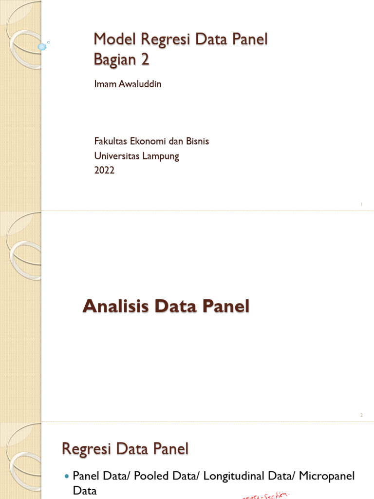 Materi Regresi Panel Bagian 2 2023 | PDF