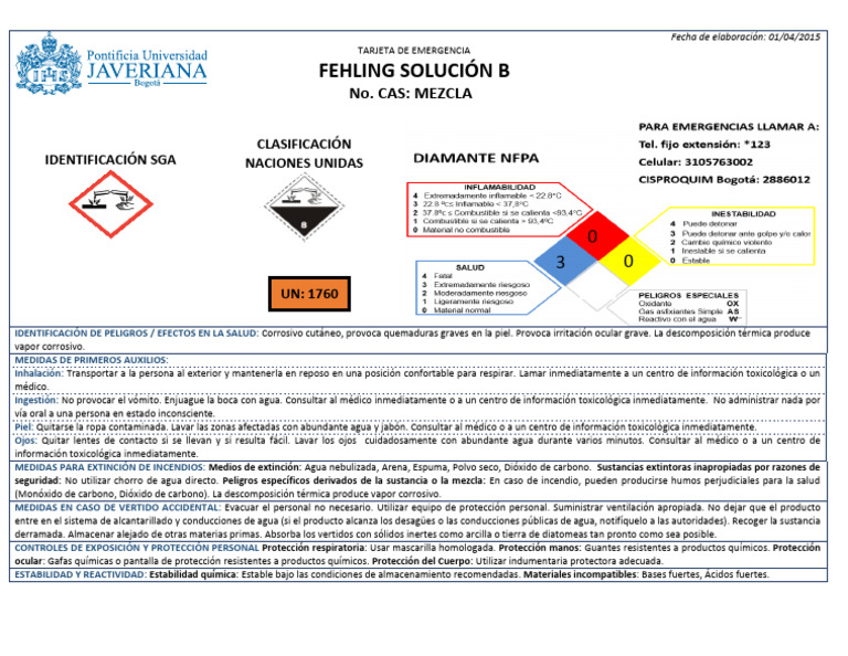 Fehling Solucion B | PDF | Agua | Materiales Fehling Solucion B | PDF | Agua | Materiales