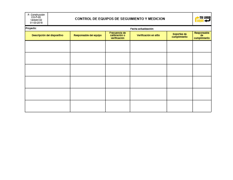 Co-F-05. Control de Equipos de Seguimiento y Medicion | PDF