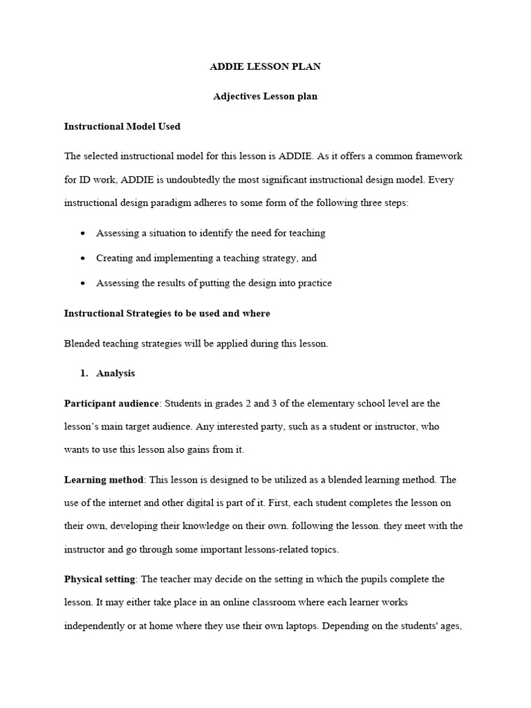 ADDIE Lesson Plan | PDF