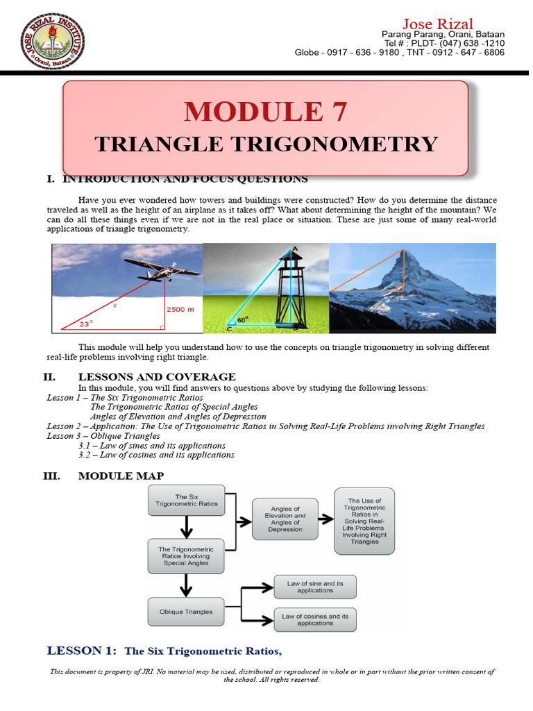 Module 7 Triangle Trigonometry Pdf