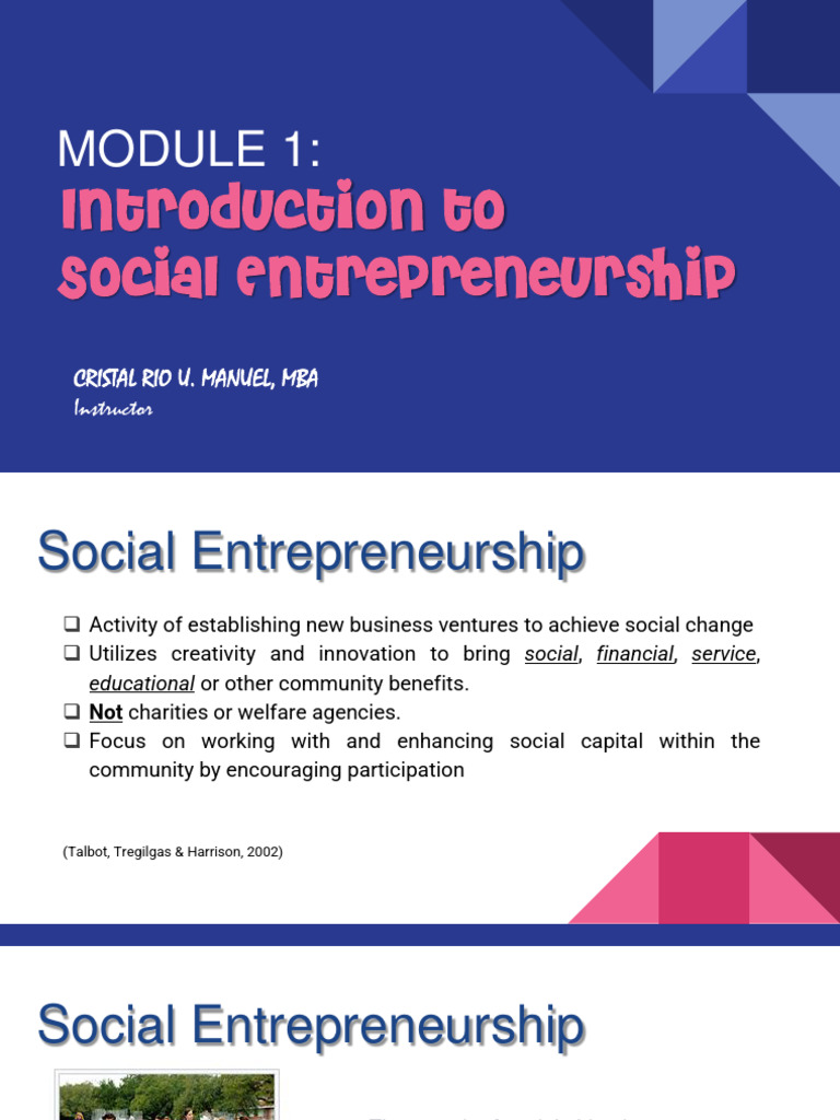 Module 1 Introduction To Social Entrepreneurship | Download Free PDF ...