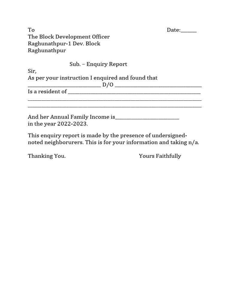 Enquiry Report | PDF