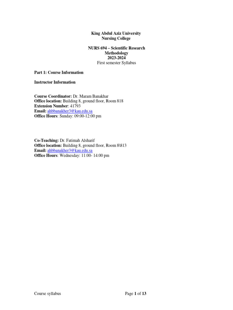 Research Methodology Course Syllabus 2023-2024 | Download Free PDF ...