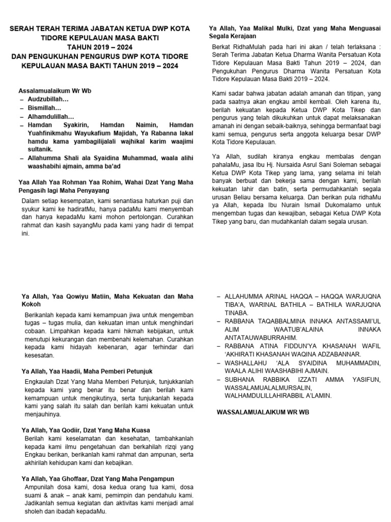 DWP Doa Serah Terima Jabatan | PDF | Agama & Spiritualitas