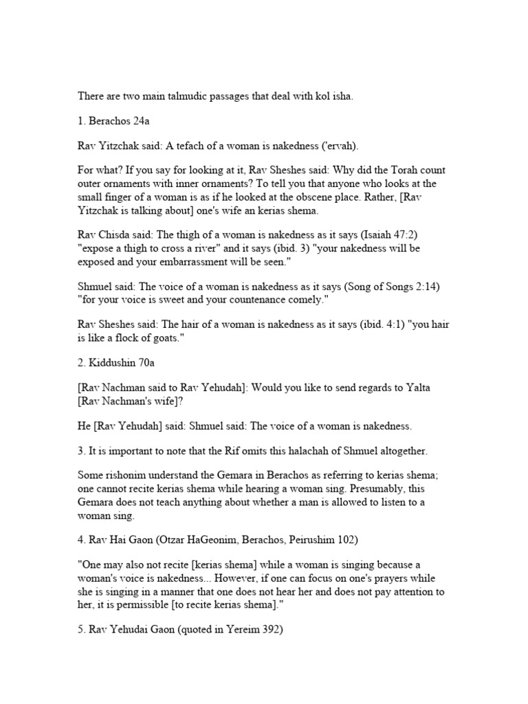 Kol Isha Sources | PDF | Jewish Theology | Rabbinic Literature