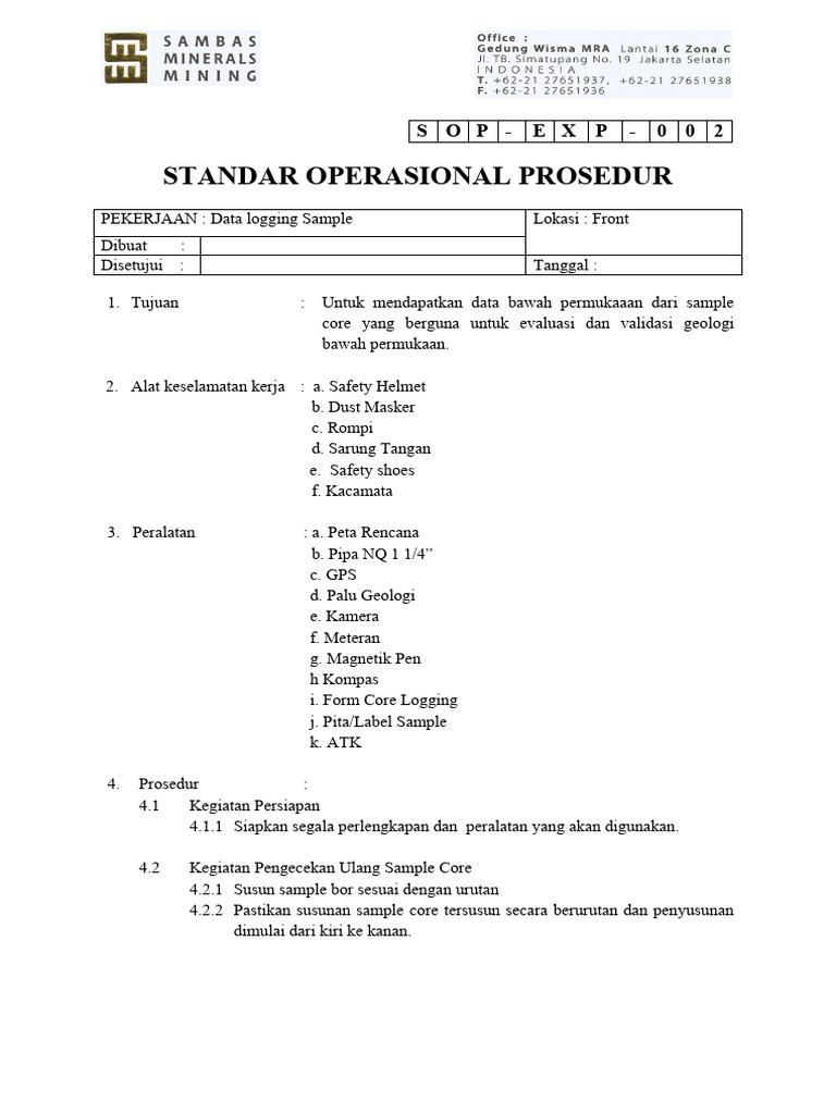 SOP Logging Sample | PDF