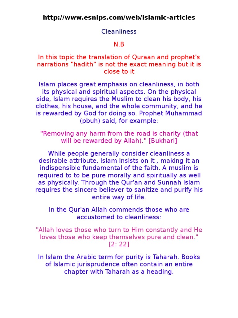 Cleanliness | PDF | Quran | Islam