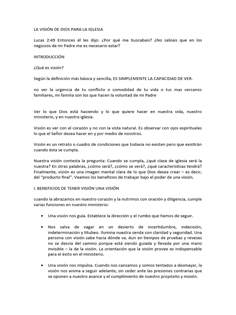 Visión de Dios para la Iglesia | PDF | Dios | Fe