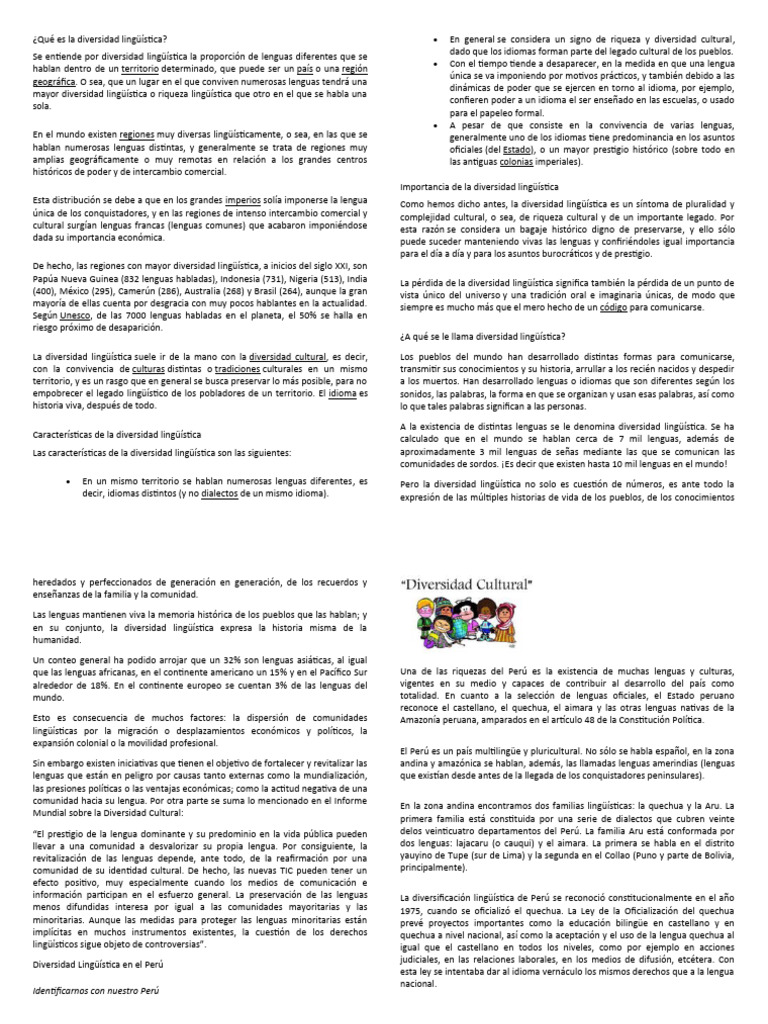 Diversidad Linguistica 04-06-23 | PDF | Perú | Lengua española