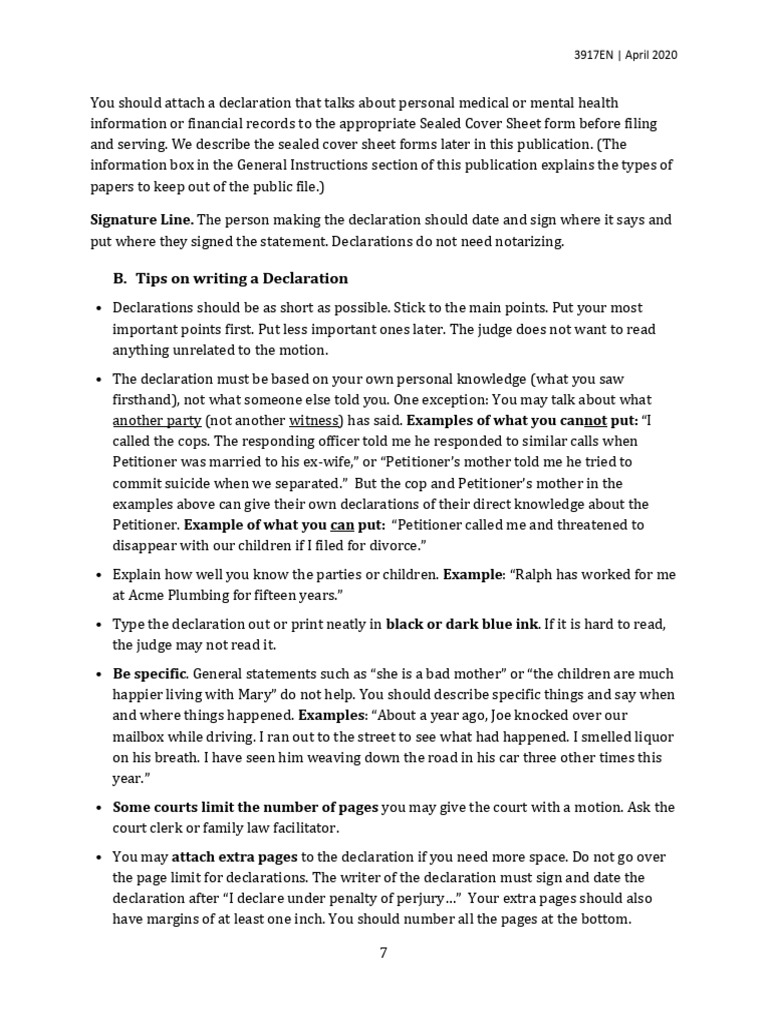 How To Write A Declaration | PDF