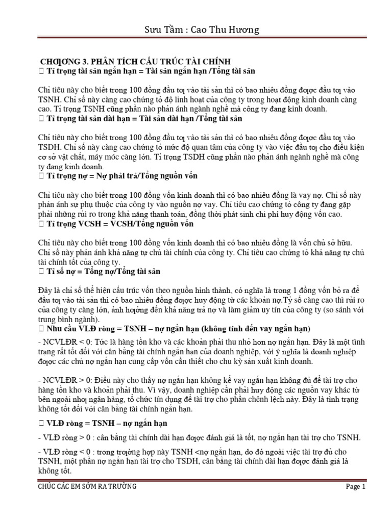 Phân Tích TCDN - Tóm Tắt | PDF