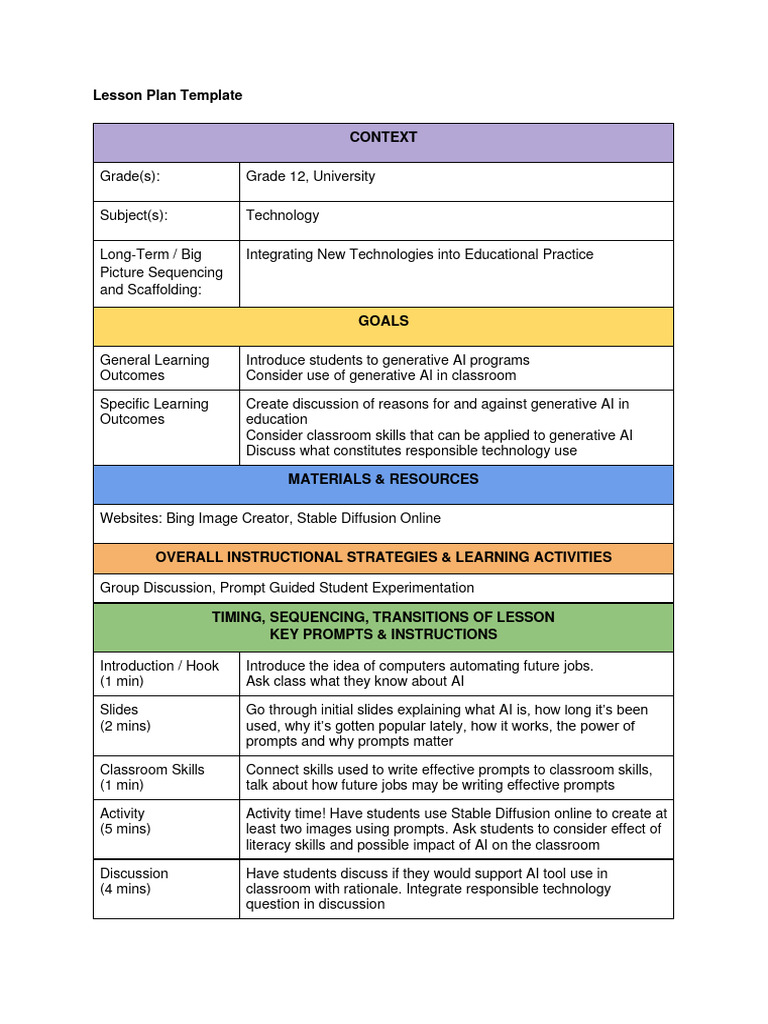 Educ 3508 Micro Teach Lesson Plan | PDF | Artificial Intelligence ...