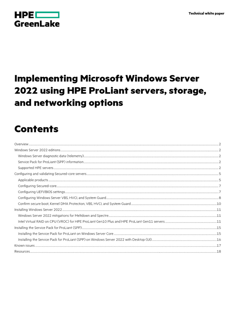 Implementing Microsoft Windows Server 2022 Using HPE ProLiant Servers, Storage, and Networking ...