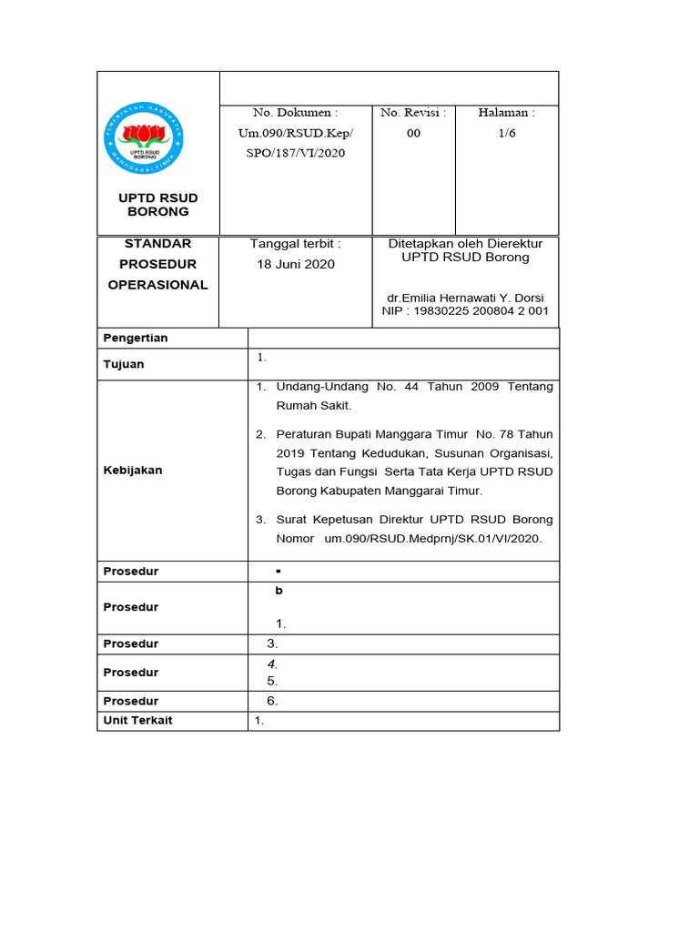 187 Standar Prosedur Operasional Sctp | PDF