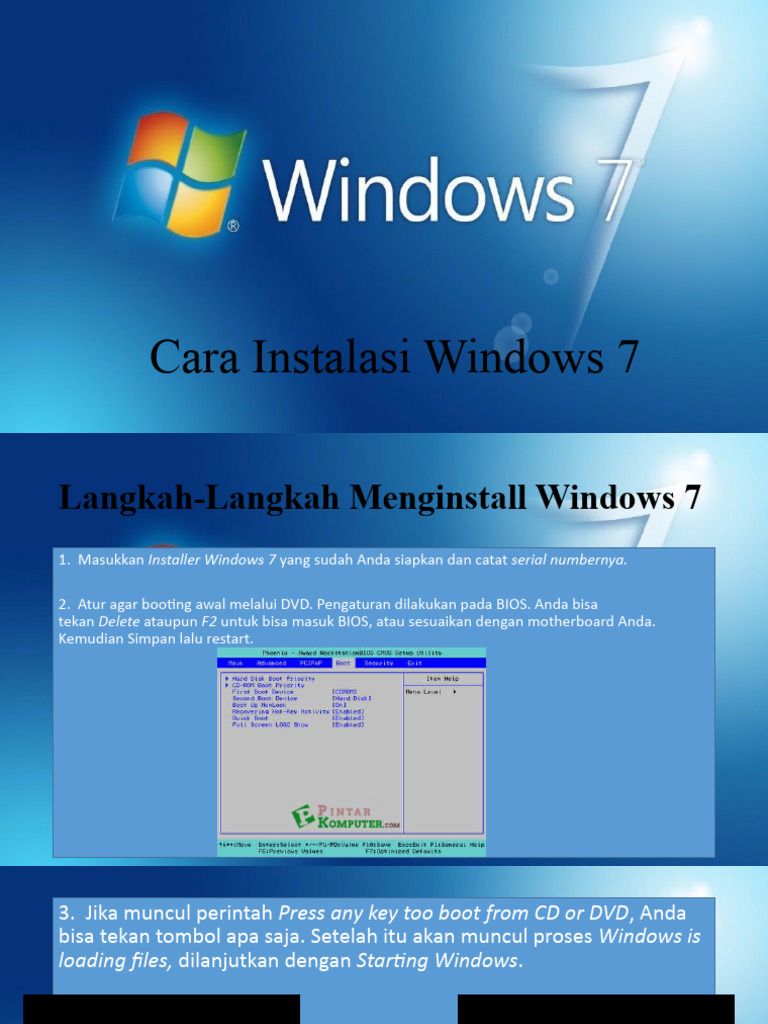 Panduan Instalasi Windows 7 Lengkap | PDF