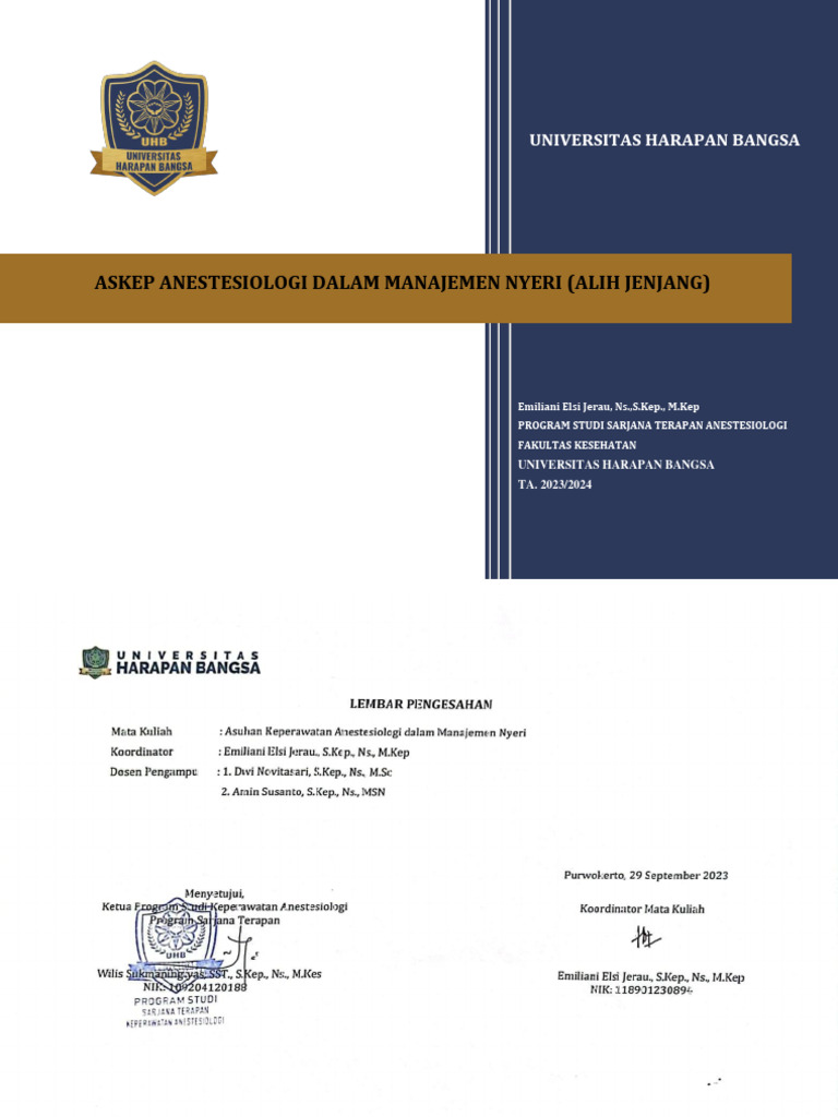Matrikulasi Askep Anestesiologi Manajemen Nyeri 23 24 | PDF